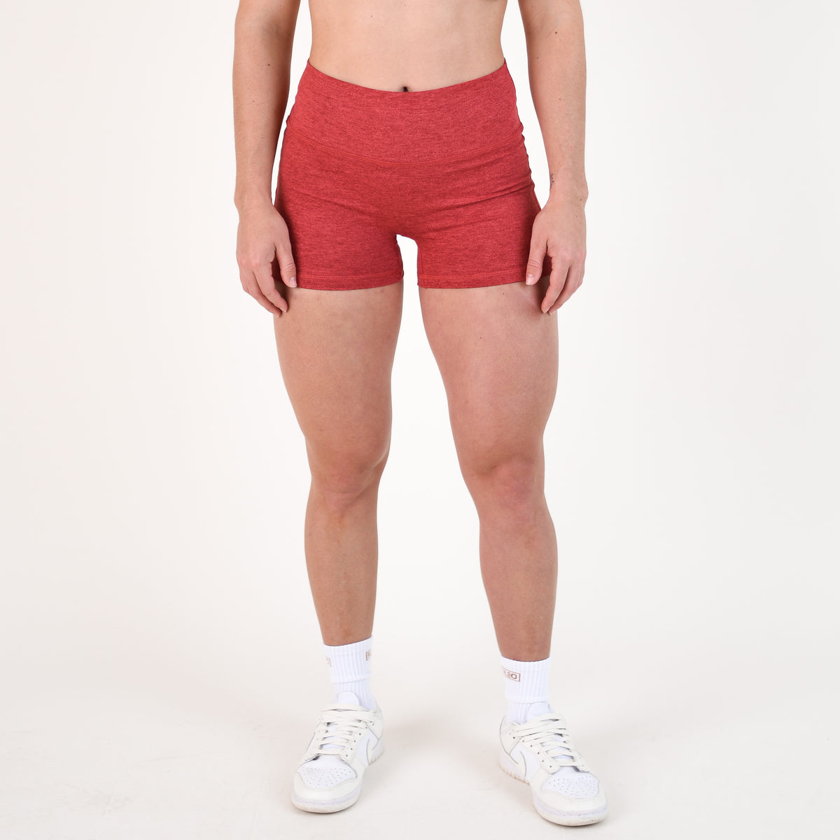 Heather Cardinal No Front Seam High Rise Spandex Shorts — FLEO