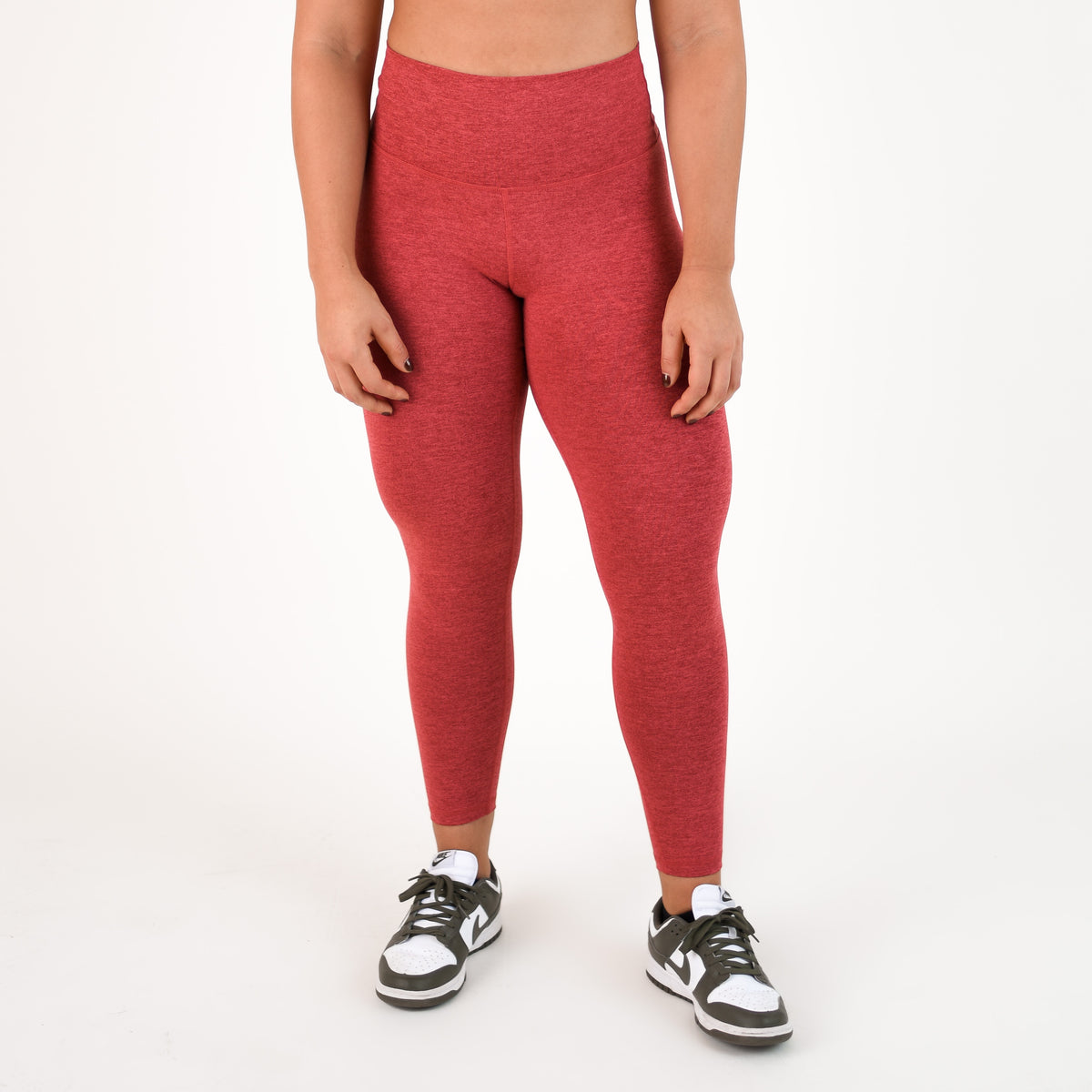 Heather Cardinal Red High Rise Workout Leggings — FLEO