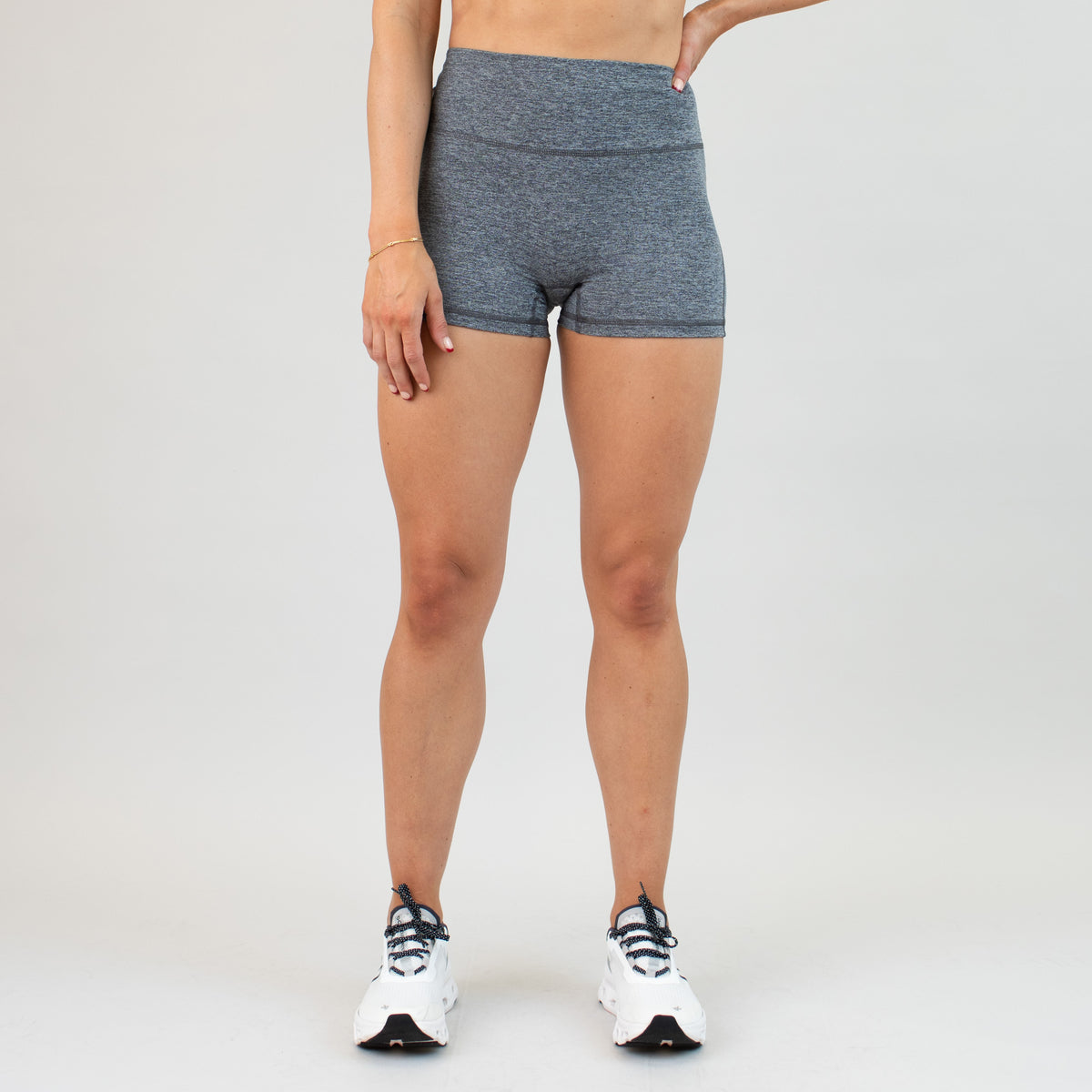 Heather Asphalt No Front Seam High Rise Spandex Shorts — FLEO