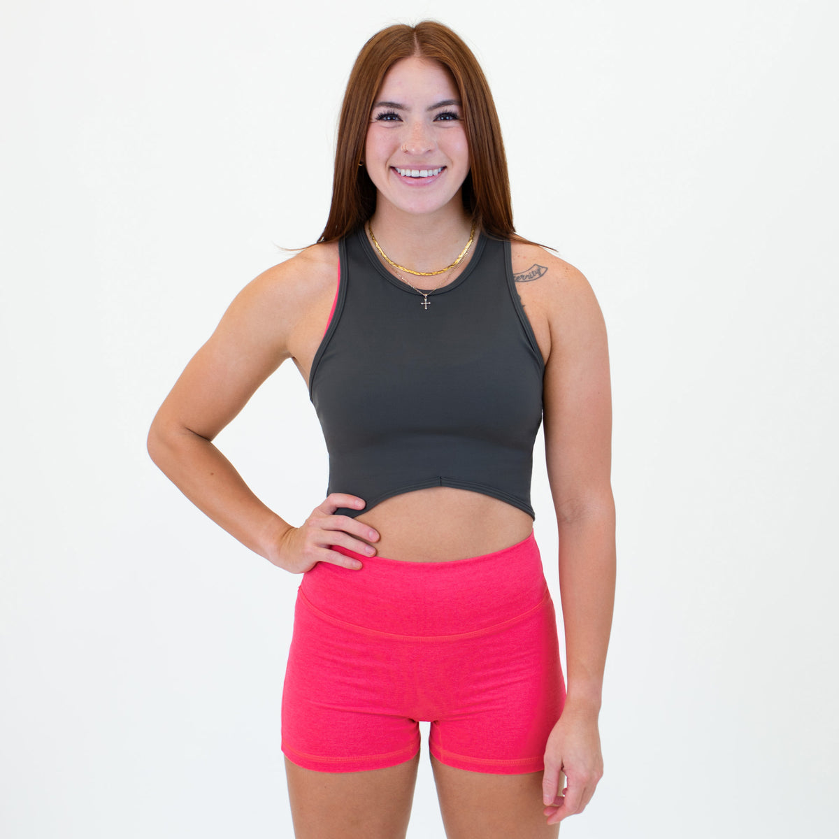 Olive Curve Crop Tank - Fitted — FLEO
