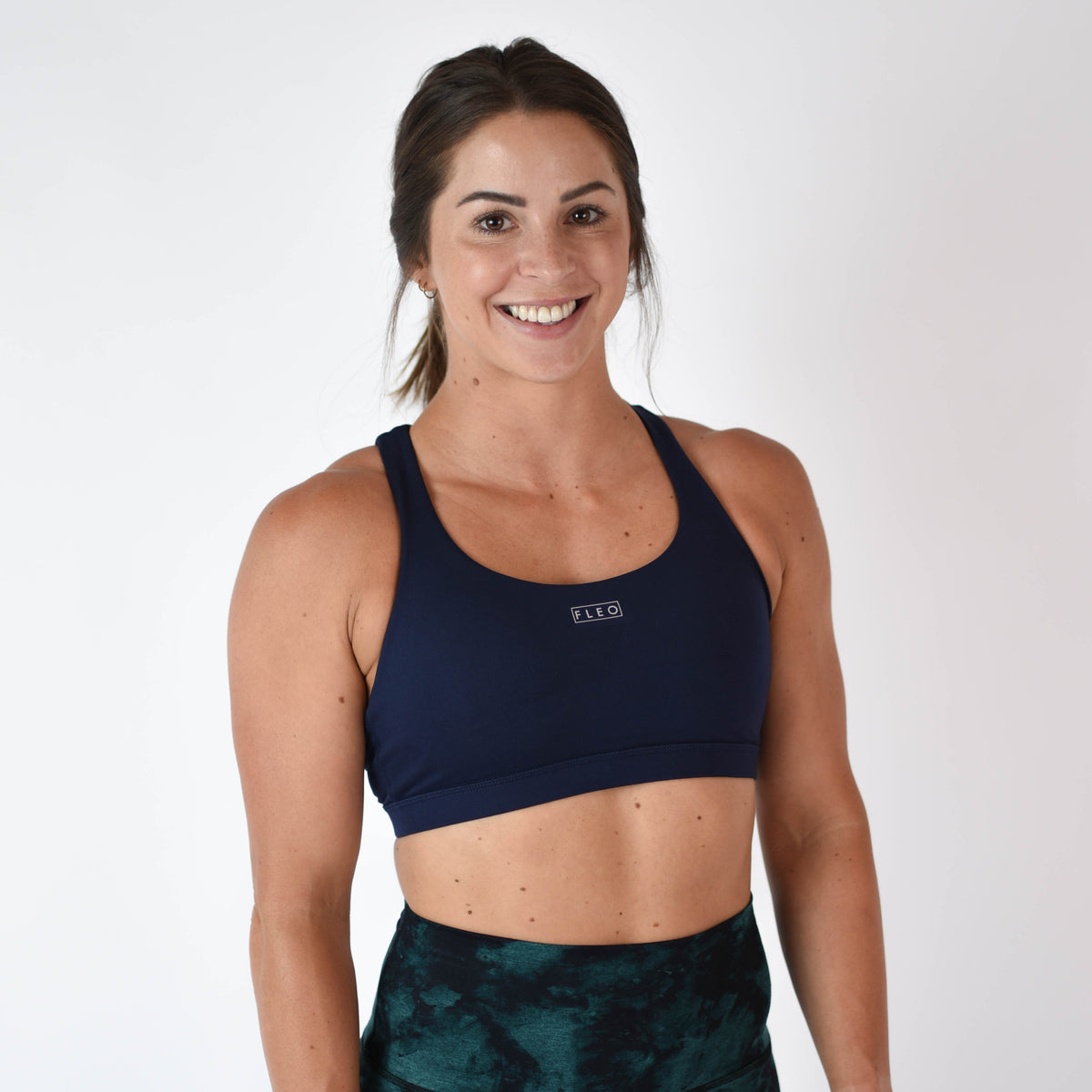 Navy Scoop Neck Sports Bra - Isla — FLEO