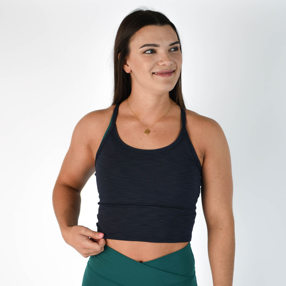 Navy Rib Crop Tank - Switch Up — FLEO